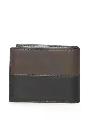 Fendi Ff Double Two-tone Black And Ebony Leather Bi-fold Coin Wallet