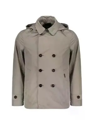 MOORER Double-breasted Hooded Jacket - Grey