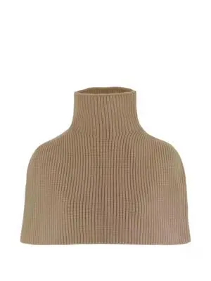 SA SU PHI Ribbed Knit Roll Neck Cape - Neutrals