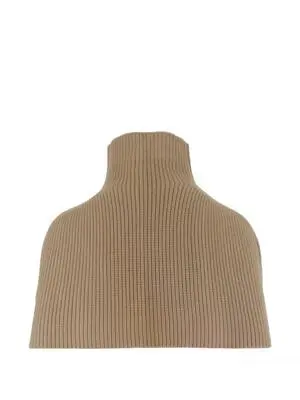 SA SU PHI Ribbed Knit Roll Neck Cape - Neutrals