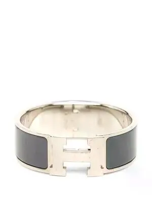 Hermès Enamel And Palladium-plated Metal Clic Clac H Bracelet Pm - Grey