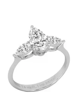 SOLO FOR DIAMONDS Pear-cut Diamond-embellished Ring In 14k White Gold - Silver