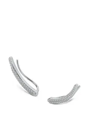 SOLO FOR DIAMONDS Diamond-embellished Curved Earrings - Silver