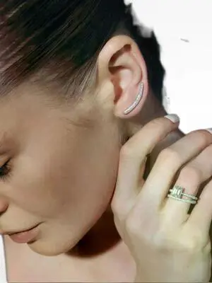 SOLO FOR DIAMONDS Diamond-Embellished Curved Ear Climbers In 14k White Gold