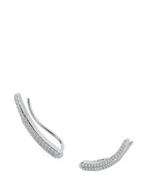 SOLO FOR DIAMONDS Diamond-Embellished Curved Ear Climbers In 14k White Gold