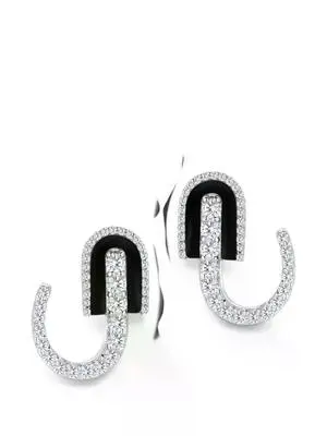 U LOS ANGELES Diamond And Onyx Earrings - Silver