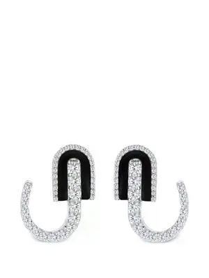 U LOS ANGELES Diamond And Onyx Earrings In 18k White Gold - Silver