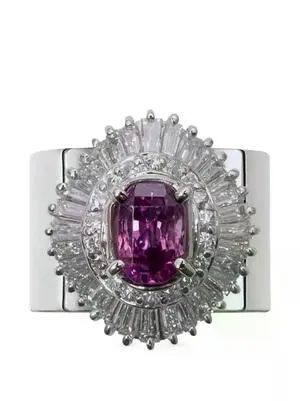 YUTAI Pink Sapphire And Diamond Ring - Silver