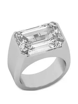 SOLO FOR DIAMONDS Emerald-cut Diamond-embellished Platinum Ring