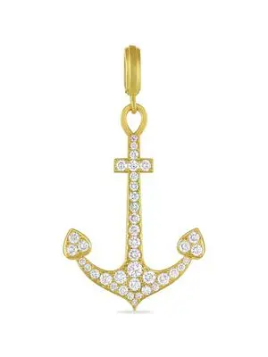 LEIGH MAXWELL Diamond Anchor Pendant In 18k Yellow - Gold