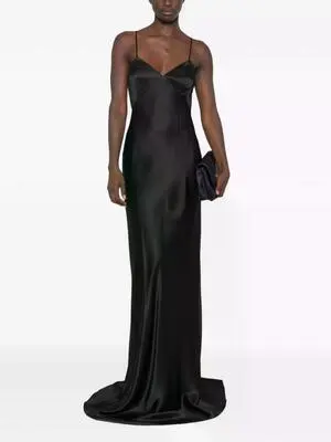 Max Mara Satin Finish Back-cutout Maxi Dress