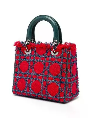 Dior Medium Tweed Cannage Fringe Lady Satchel