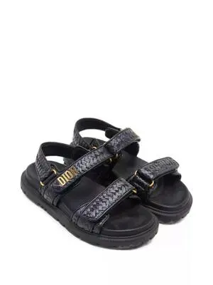 Dior Raffia Touch-strap Sandals With Gold-tone Logo