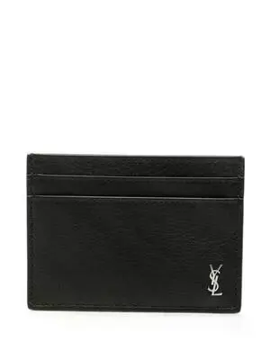 Saint Laurent Tiny Cassandre Grained Leather Cardholder - Black
