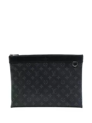 LOUIS VUITTON 2017 Monogram Eclipse Discovery Pochette Gm Clutch Bag - Black