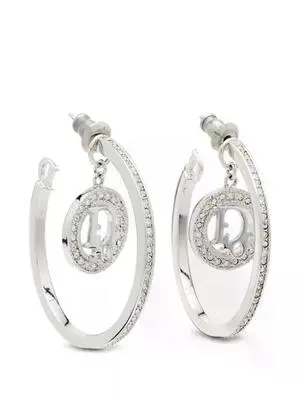 Dior Oblique Crystal Embellished Hoop Earrings