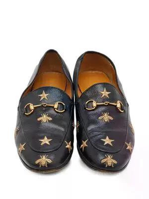 Gucci Leather Embroidered Horsebit Loafers