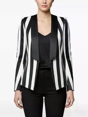 Balmain Striped Satin-trim Blazer - Black