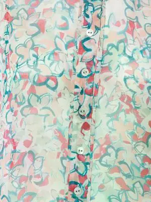 Kenzo Floral Print Sheer Shirt Dress