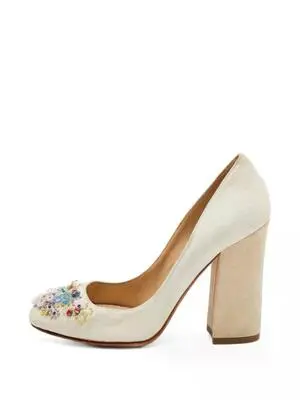 Dolce & Gabbana Embellished Canvas Round-toe Pumps