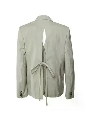 Loewe Single-breasted Wool Blazer With Rear Cutout And Tie Detail