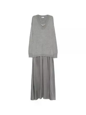 Liu Jo Layered-effect Lace-trim Maxi Dress - Grey