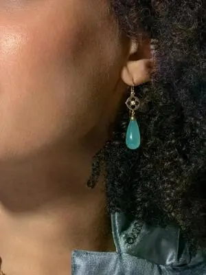 EDINA KISS Chalcedony And Diamond Drop Earrings