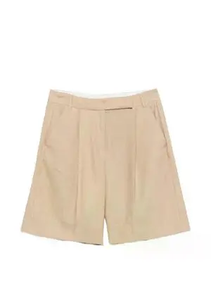 I BLUES Pleated Twill Shorts - Neutrals