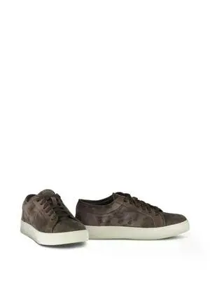 MOORER Dark Leather Suede Lace-up Low-top Sneakers