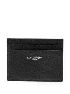 Saint Laurent Grain De Poudre Leather Card Holder - Black
