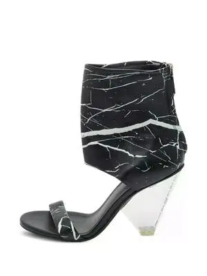 Balmain Carrara Marble Print Ankle Cuff Sandals - Black