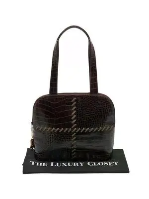 Saint Laurent Croc-embossed Shoulder Bag