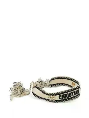 Dior Logo-embroidered Bracelet - Neutrals