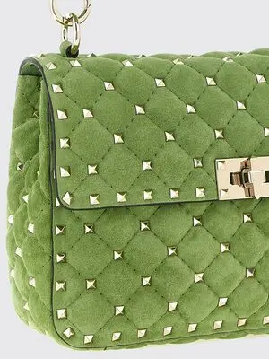 Valentino Garavani Rockstud Leather Handbag With Studs And Chain Strap - Mint