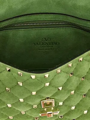 Valentino Garavani Rockstud Leather Handbag With Studs And Chain Strap - Mint