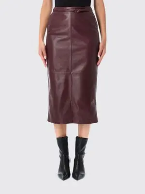Alberta Ferretti Leather Pencil Skirt - Brown