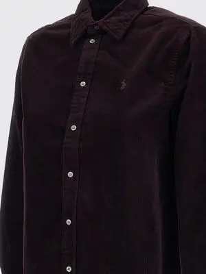 Polo Ralph Lauren Slim Fit Velvet Shirt With Embroidered Pony Logo - Red