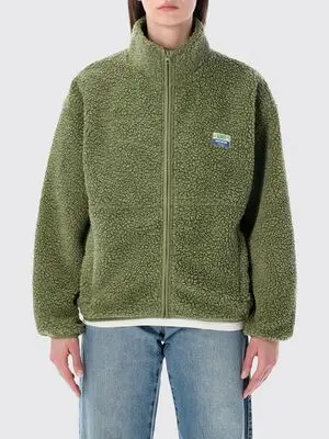 American Vintage Cropped Fleece Jacket With High Neck And Zip Closure - Green