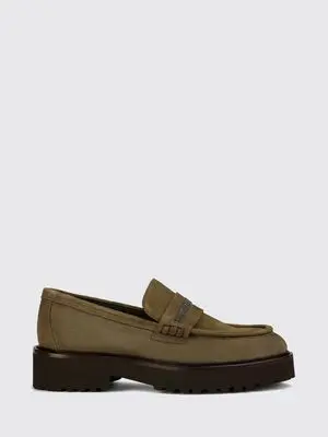 DOUCAL'S Suede Penny Loafers With Lug Sole - Coffee