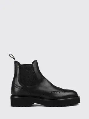 DOUCAL'S Leather Wingtip Chelsea Boots - Black