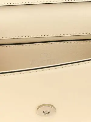 Valentino Garavani Locò Mini Leather Handbag With Crystal Vlogo - Ivory