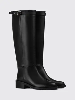 DOUCAL'S Smooth Calfskin Knee-high Boots With Adjustable Straps - Black