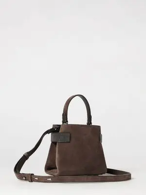 Brunello Cucinelli Small Suede Handbag With Monili Embellishment - Brown