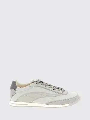 Brunello Cucinelli Bi-twill And Suede Low-top Lace-up Sneakers - Grey