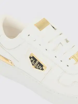Philipp Plein Leather Sneakers With Gold Tone Detailing