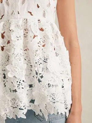 REISS Cotton Lace Cami Top