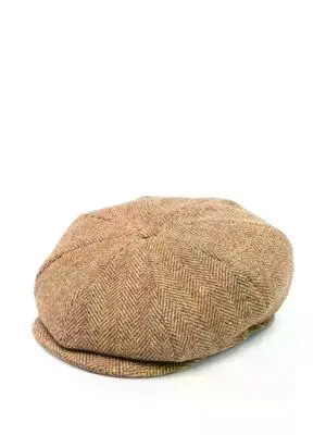 GRAN SASSO Herringbone-pattern Wool Flat Beret - Brown