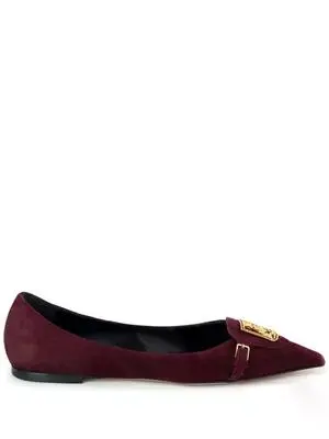 Elisabetta Franchi Pointed-toe Suede Ballerina Shoes - Red