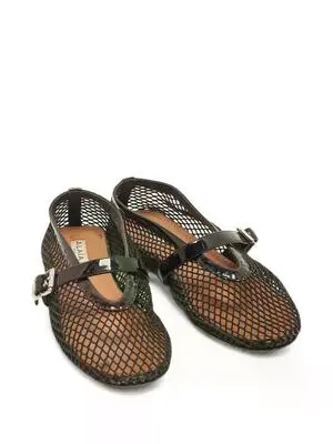 Alaïa Fishnet Buckle-fastening Ballet Flats
