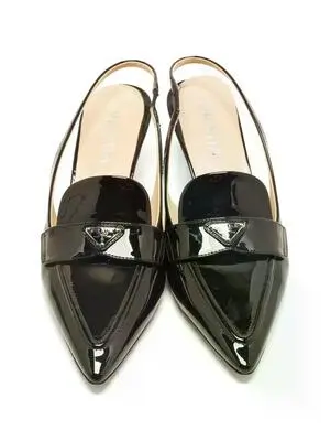 Prada Logo-plaque Slingback Pumps - Black